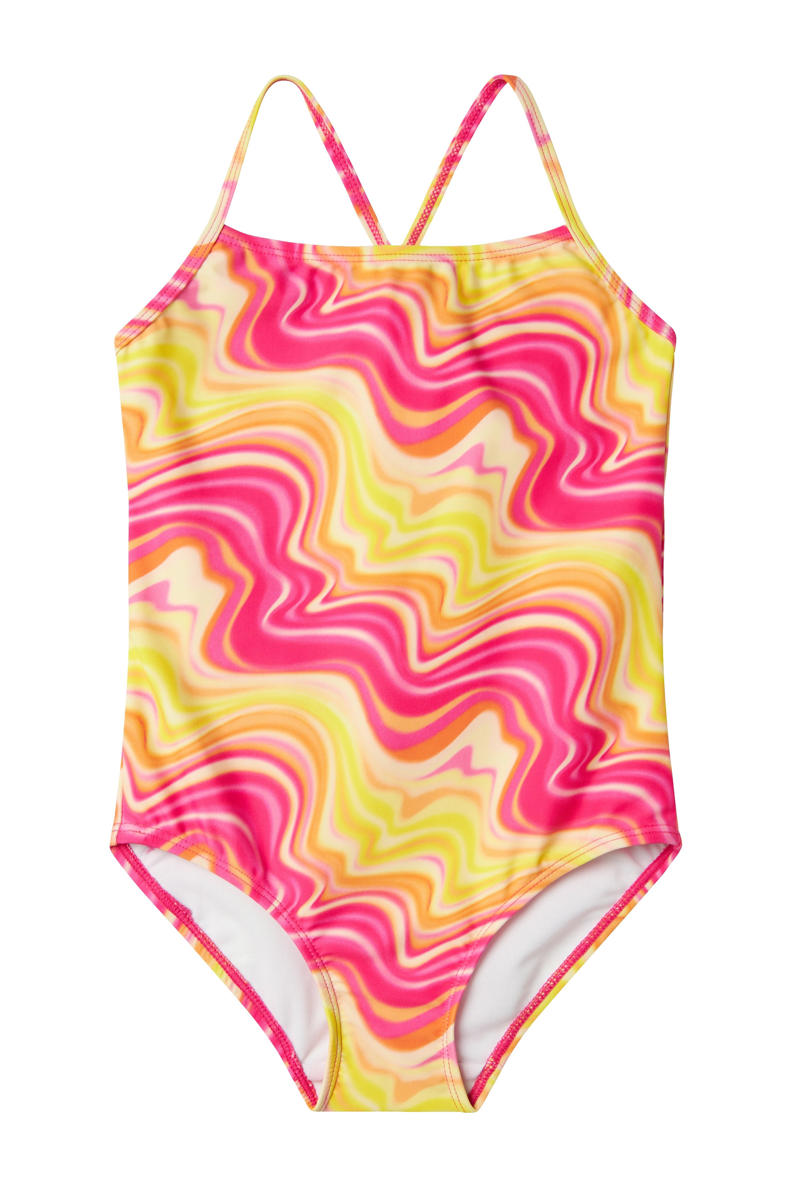 NAME IT KIDS badpak felroze/geel | wehkamp