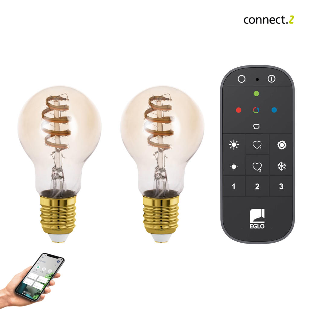 EGLO Connect connect.z Smart Starterspakket - 2x E27 Spiral LED lampen ...