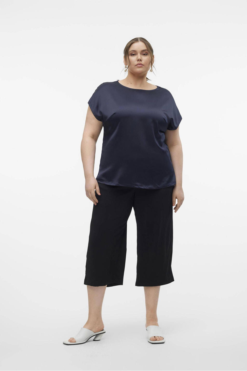 VERO MODA CURVE T-shirt donkerblauw | wehkamp