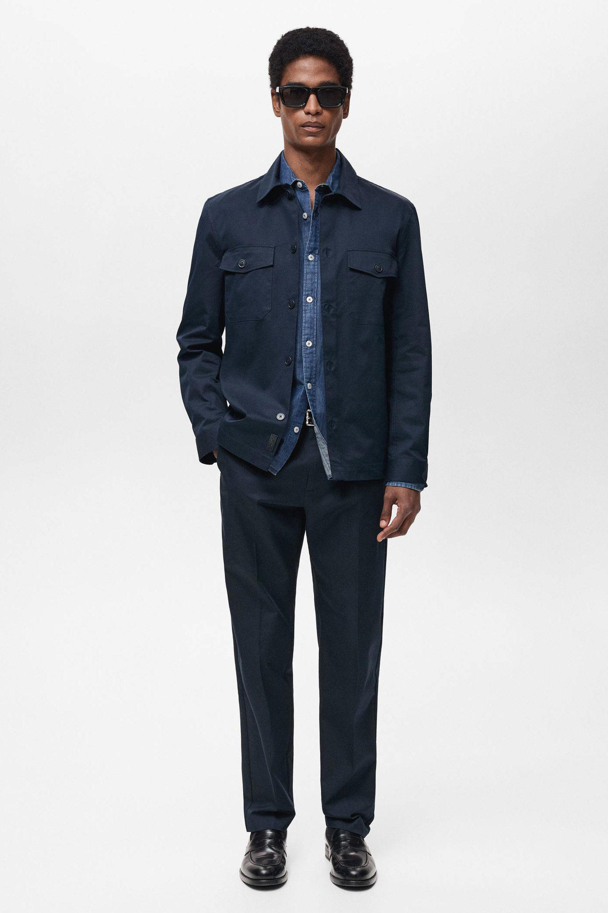 Mango Man overshirt donkerblauw | wehkamp