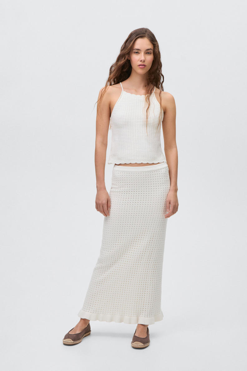 MANGO TEEN maxi rok ajour ecru | wehkamp