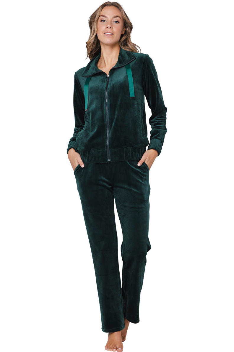 Pastunette Deluxe fluwelen huispak donkergroen | wehkamp