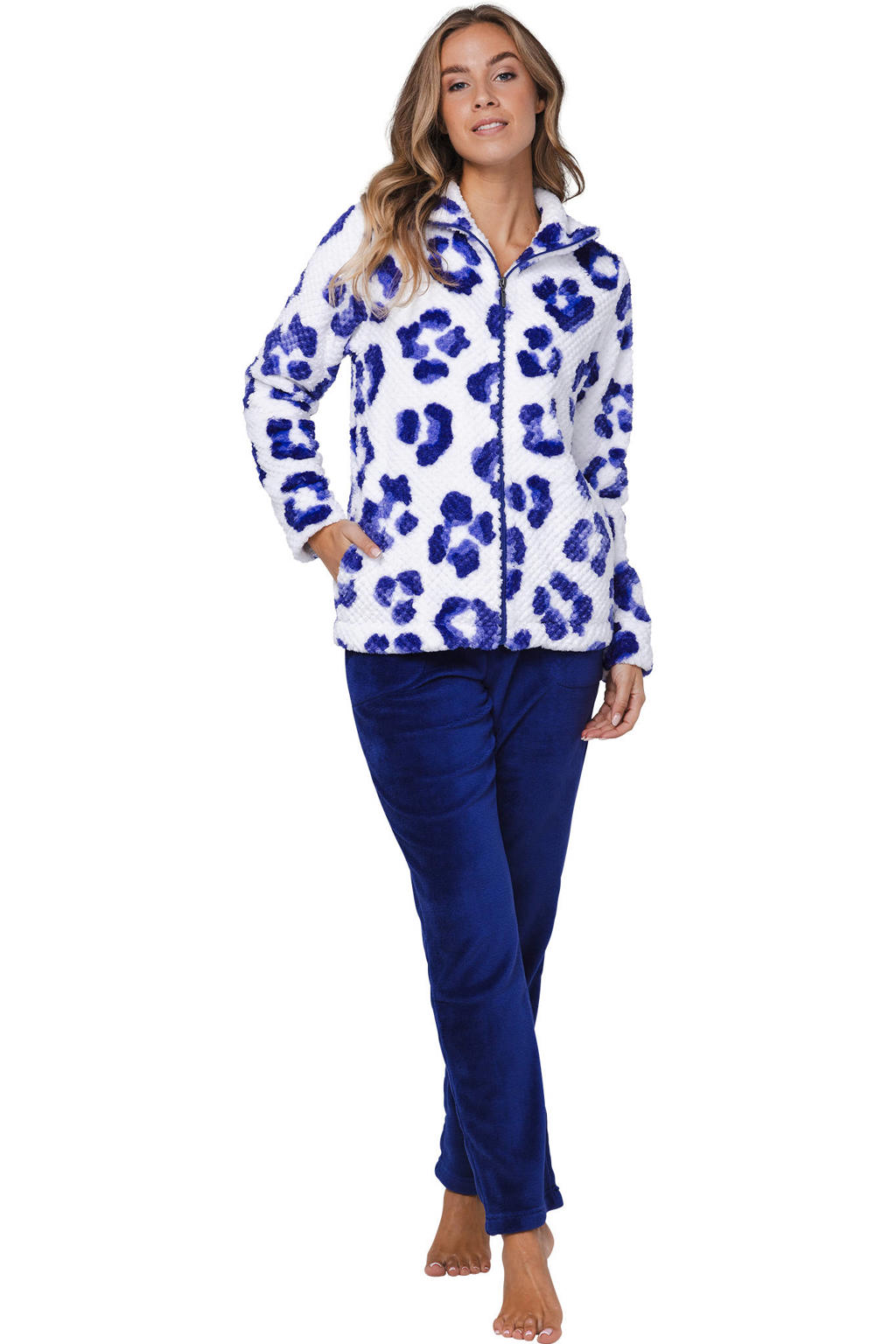 Rebelle fleece huispak donkerblauw/wit | wehkamp