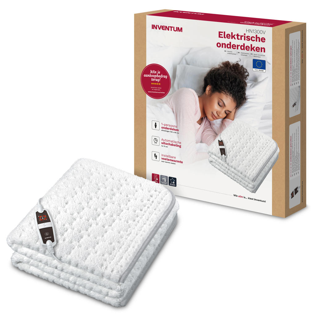 Inventum Elektrische onderdeken - 1 persoons - 150x80cm - wit - apart ...
