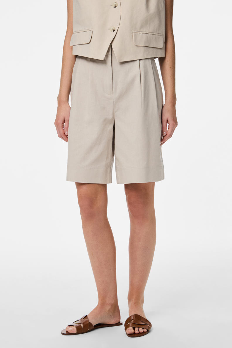 PIECES high waist bermuda short ecru | wehkamp