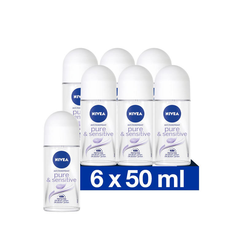 NIVEA Deodorant Roll On Pure & Sensitive 50 ml Multiverpakking | wehkamp