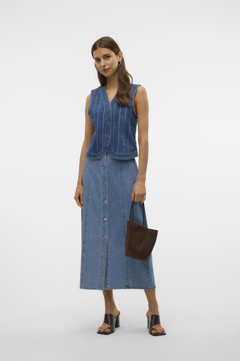 VERO MODA denim gilet medium blue denim | wehkamp