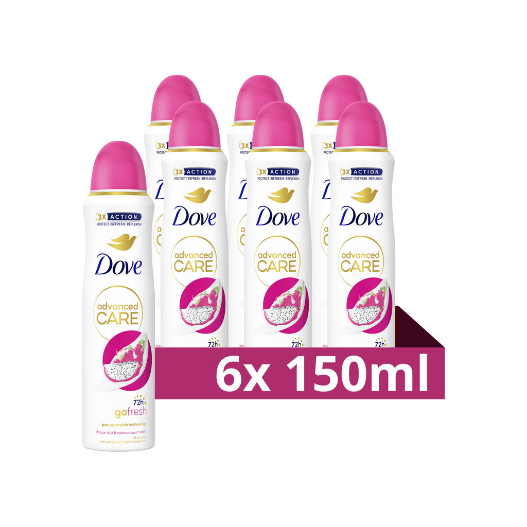Dove Advanced Care Go Fresh Dragon Fruit & Coconut Cream anti-transpirant deodorant spray - 6 x ...