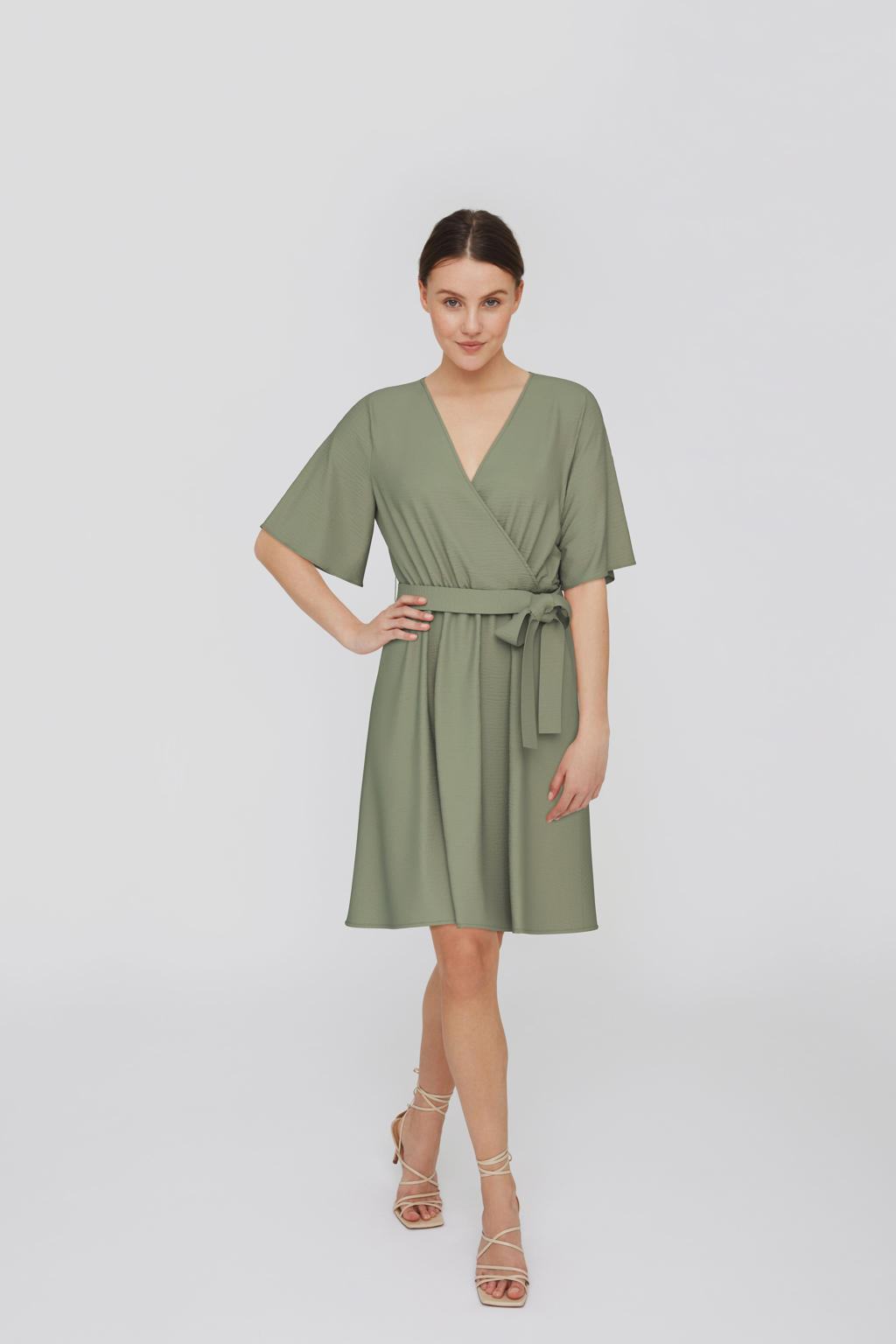 VILA wikkel-/overslagjurk groen | wehkamp