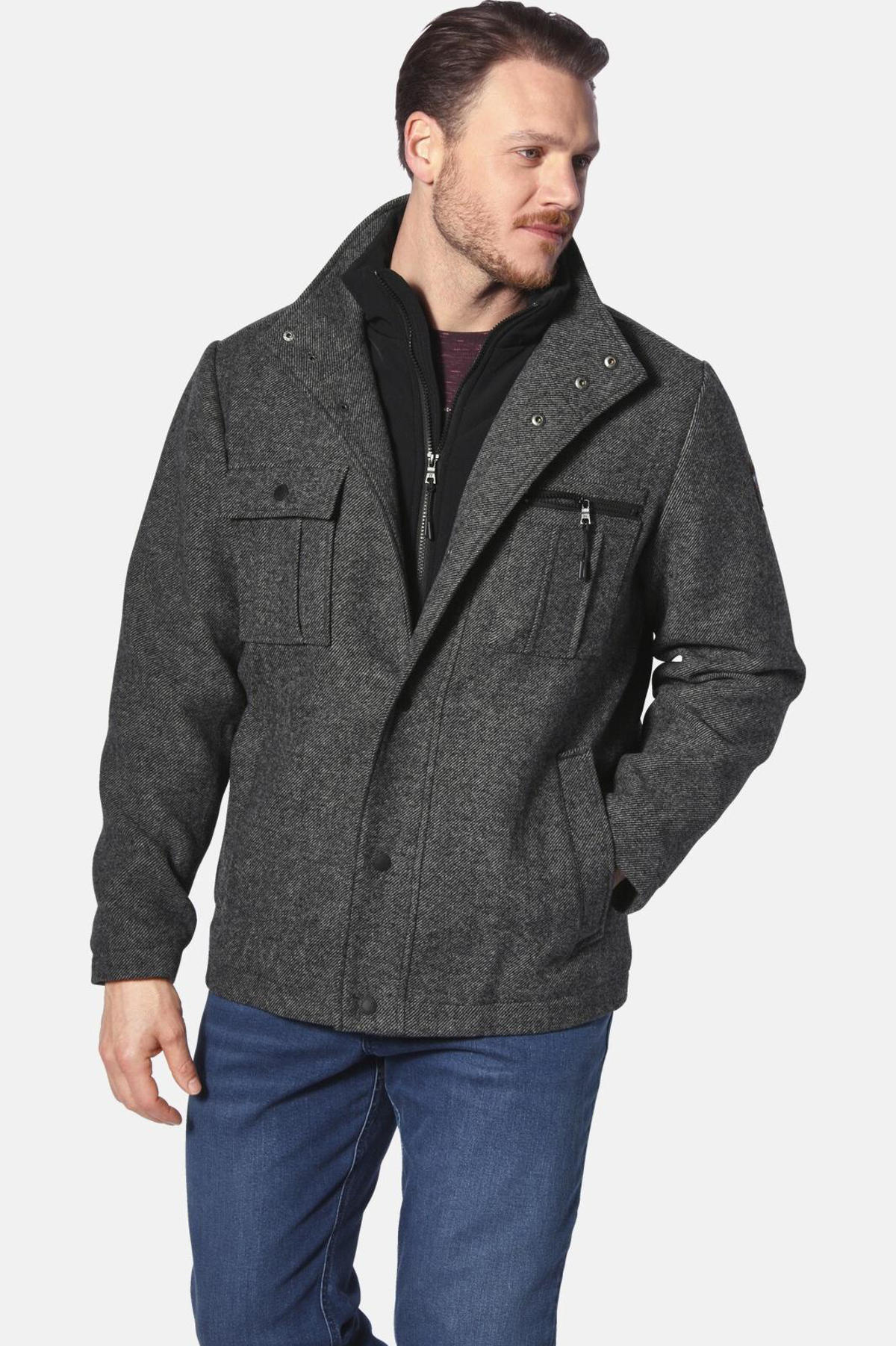 Jan Vanderstorm winterjas Plus Size INGRIDSON grijs | wehkamp