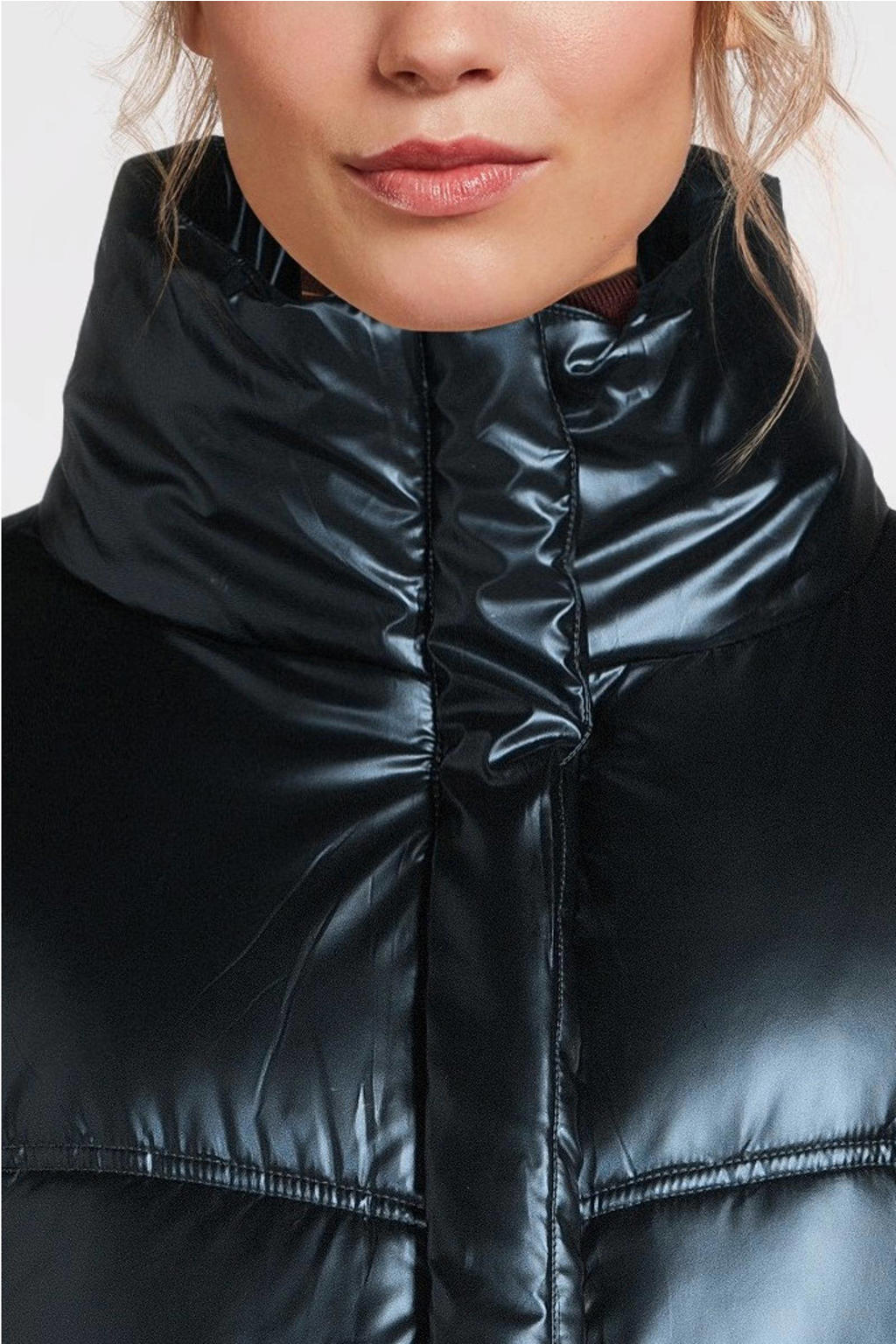 anytime metallic gewatteerde jas donkerblauw | wehkamp