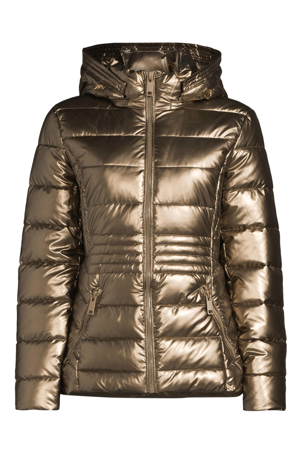 anytime metallic gewatteerde jas brons | wehkamp