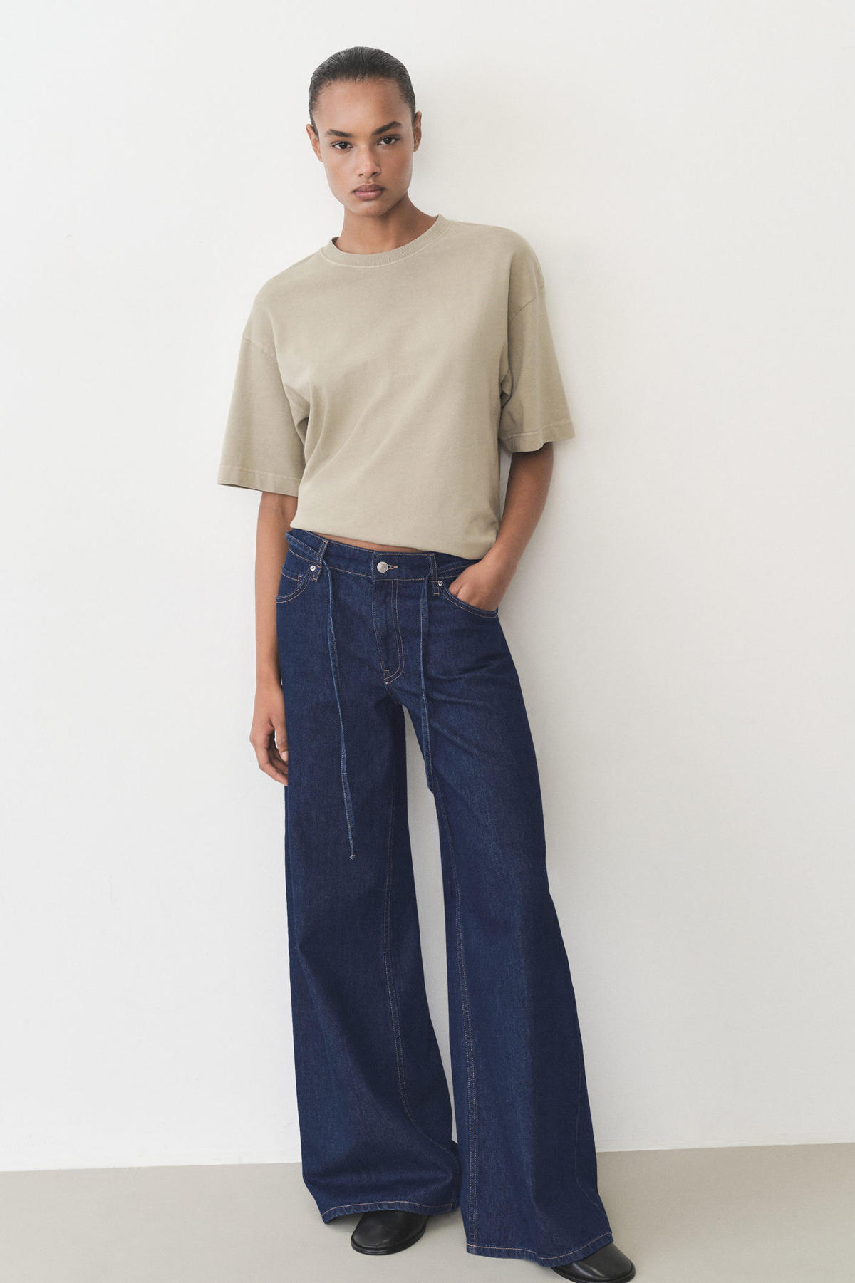 Mango wide leg jeans dark blue denim | wehkamp