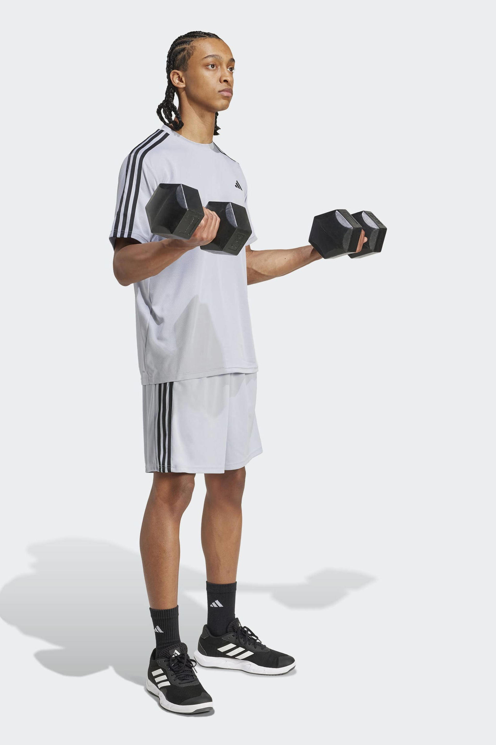 adidas Performance Senior sportshort lichtgrijs/zwart | wehkamp