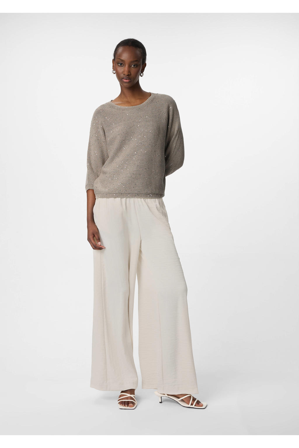 comma wide leg regular waist broek ecru | wehkamp