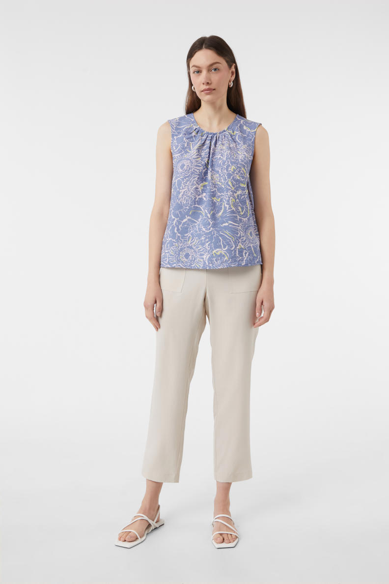 comma casual identity mouwloze top blauw | wehkamp