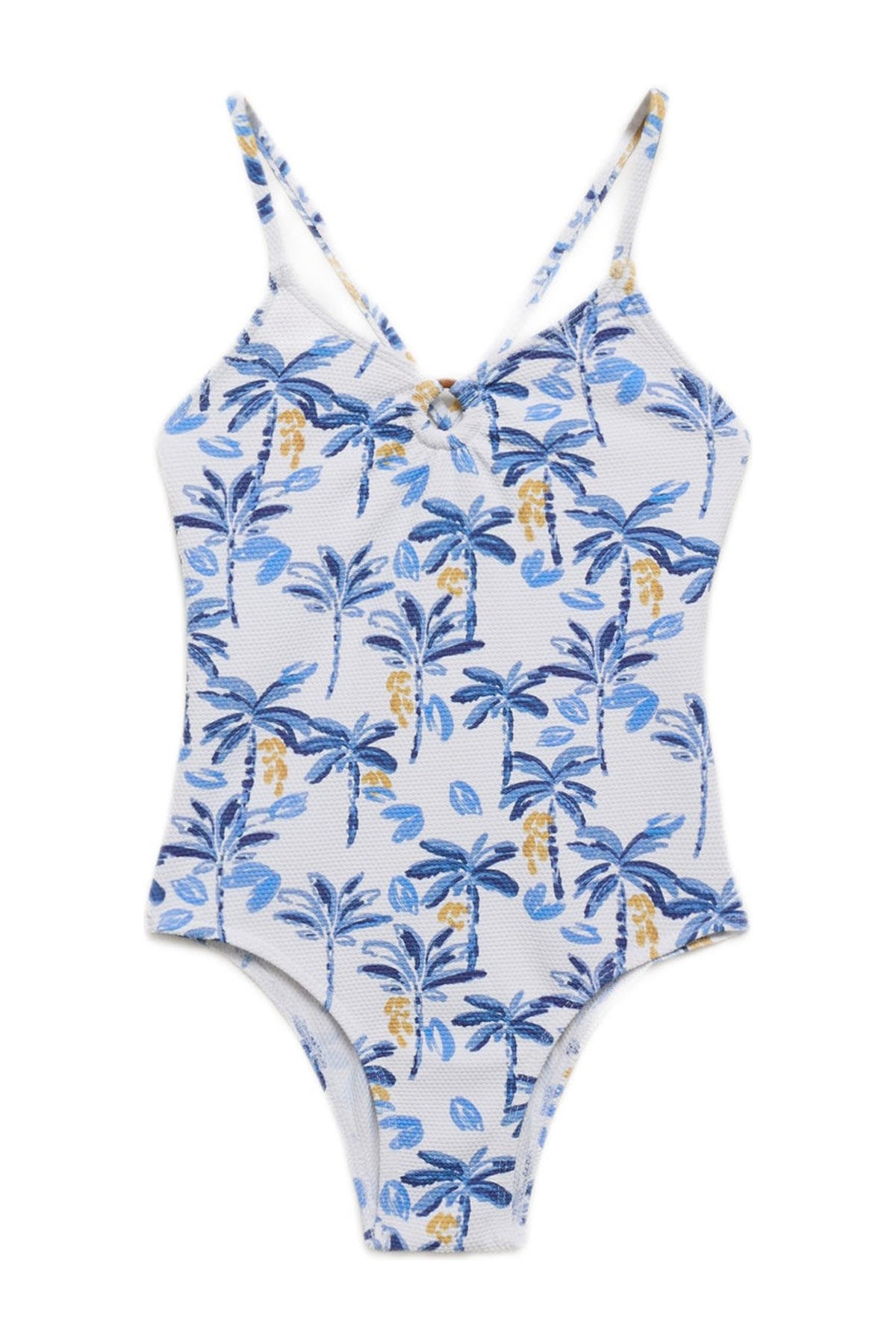 Mango Kids badpak wit/blauw/geel | wehkamp