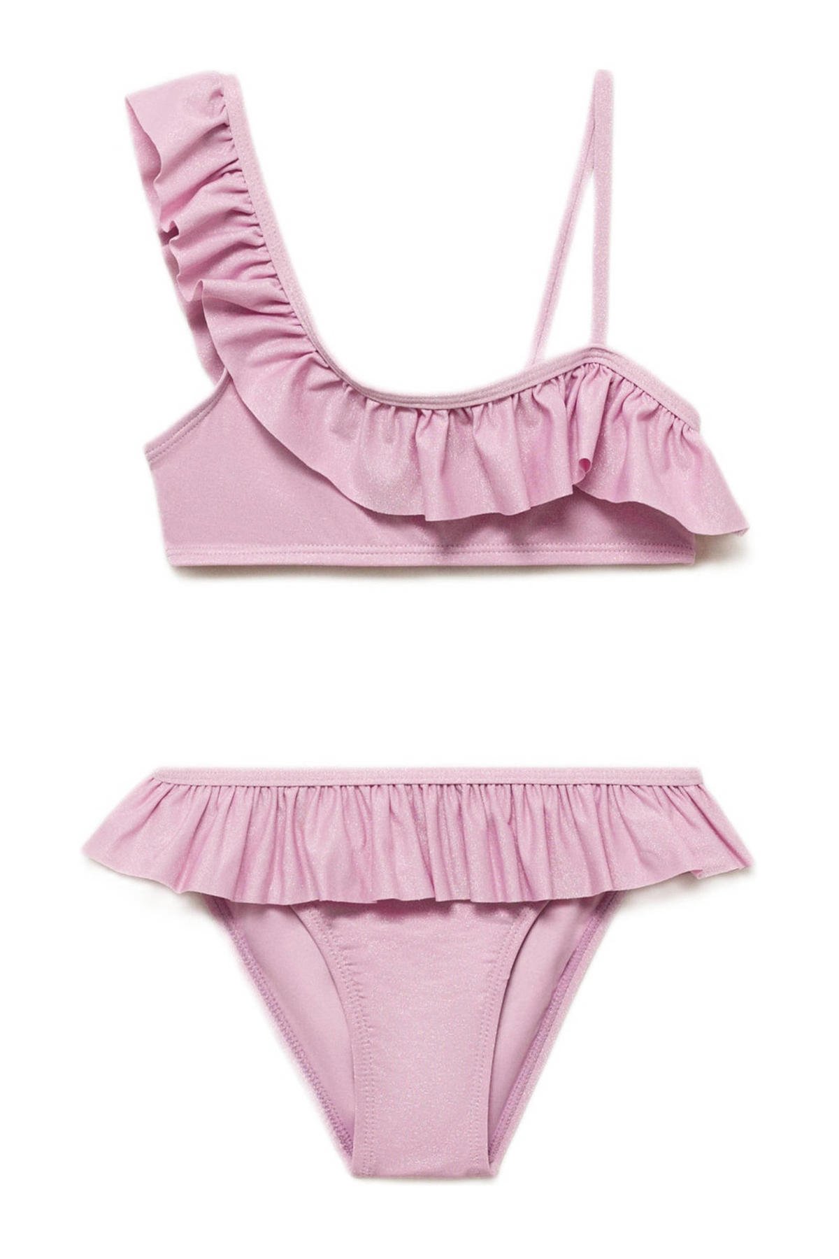 Mango Kids one shoulder bikini roze | wehkamp