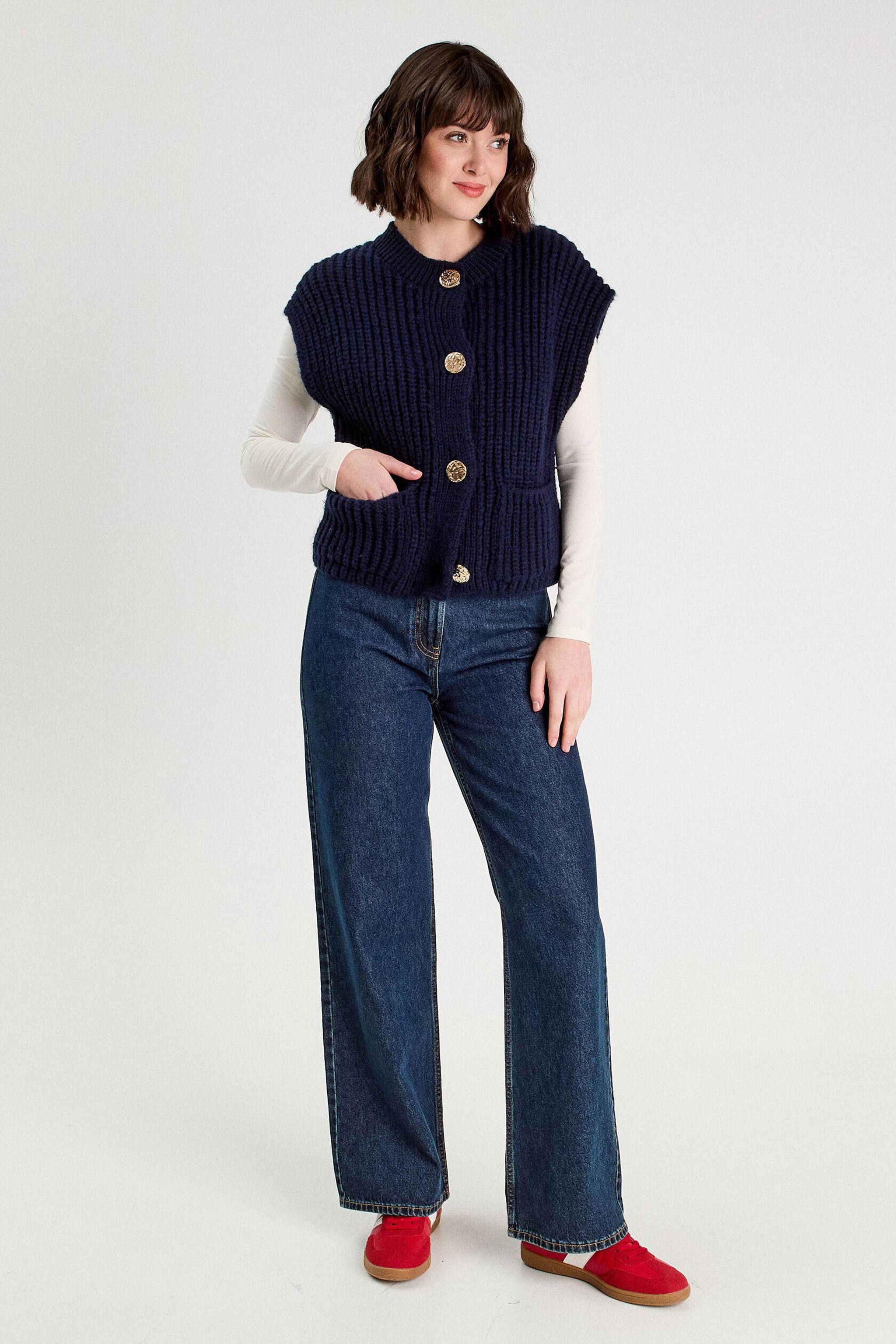 Cache Cache gebreid vest donkerblauw | wehkamp