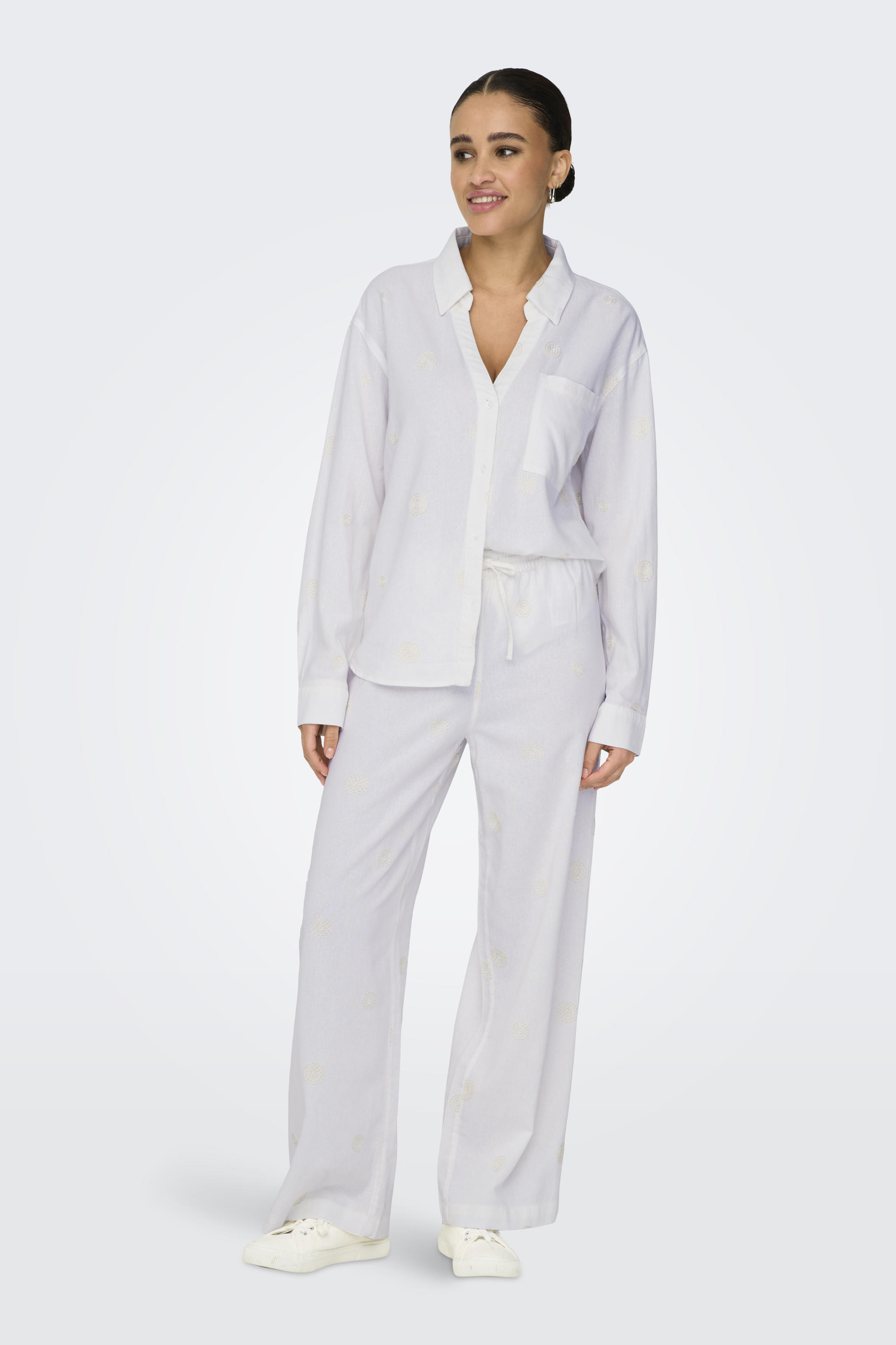 ONLY wide leg regular waist casual broek wit | wehkamp