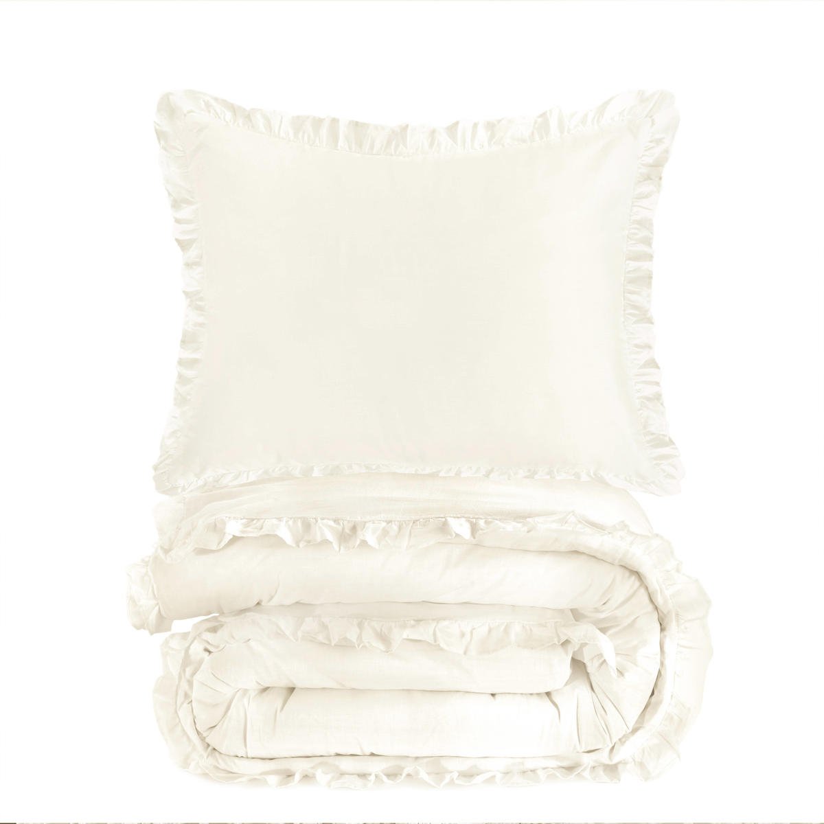 NOUS Living katoenen ruffle dekbedovertrek 1-persoons (140x200 cm ...