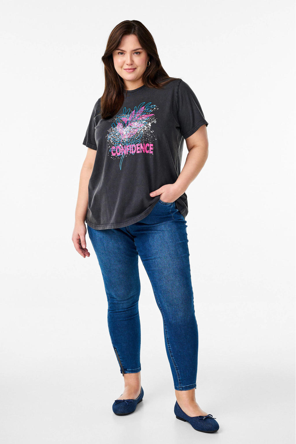 Zizzi T-shirt antraciet kopen? | Morgen in huis | wehkamp