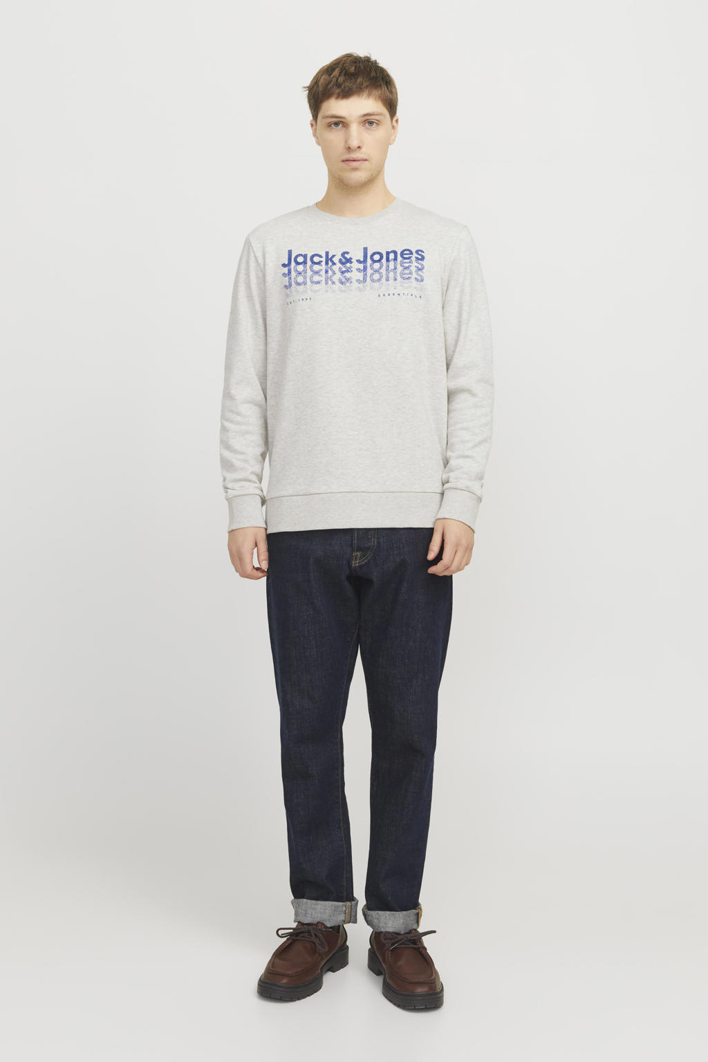 JACK & JONES sweater lichtgrijs | wehkamp