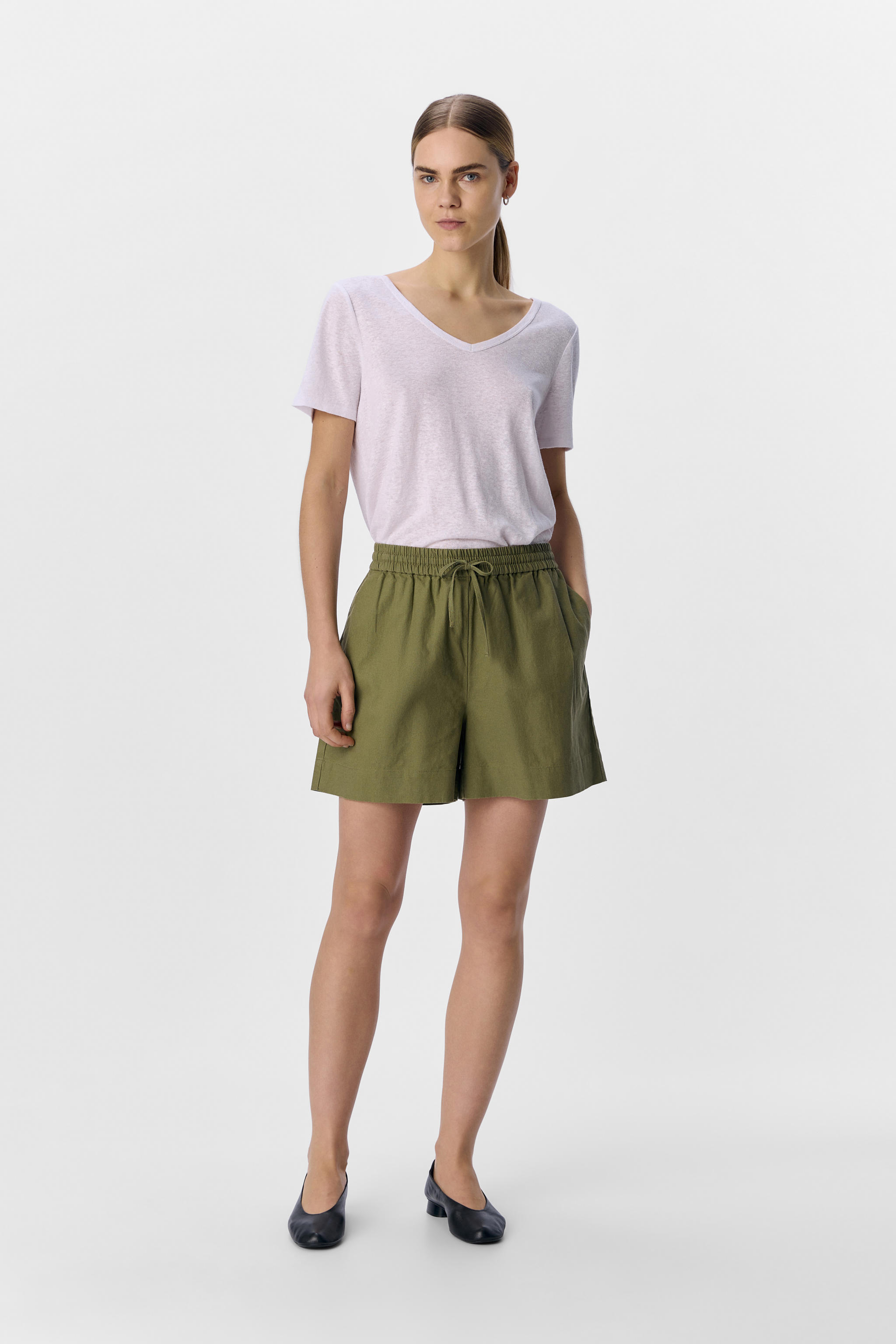 OBJECT linnen regular waist casual short olijfgroen | wehkamp