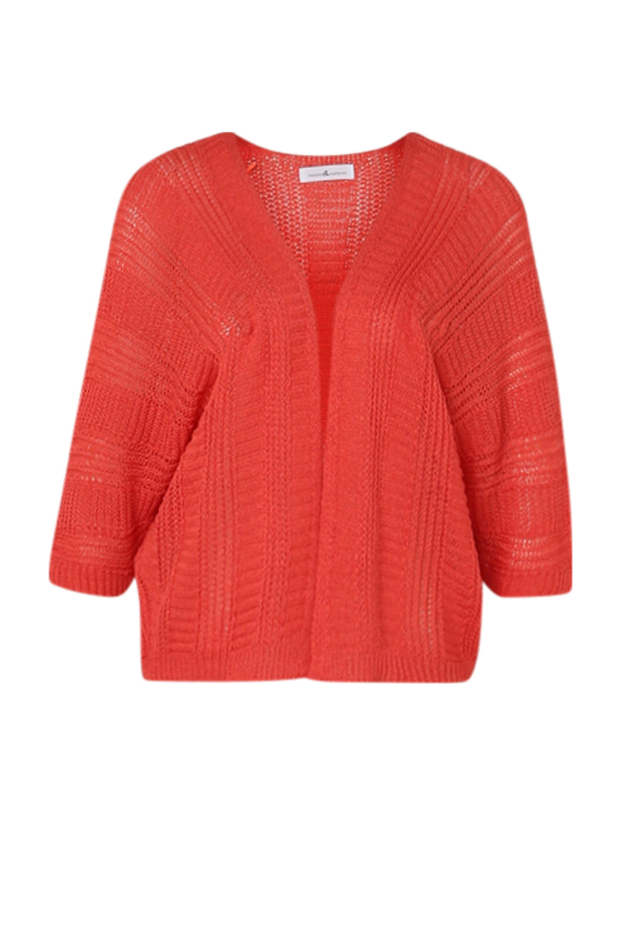 Paprika vest koraalrood fijn gebreid | wehkamp