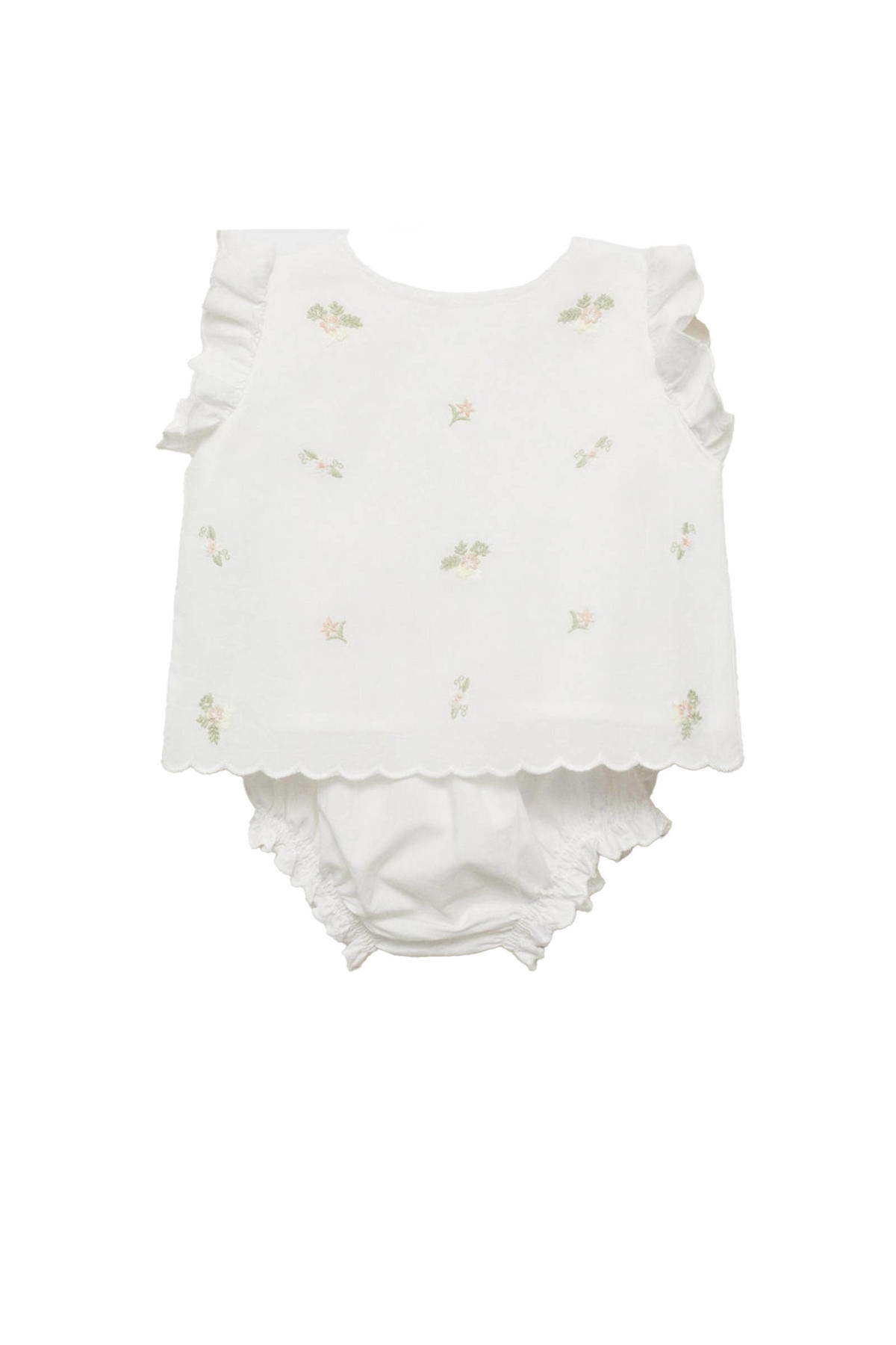 Mango Kids korte jurk met bloomer wit | wehkamp