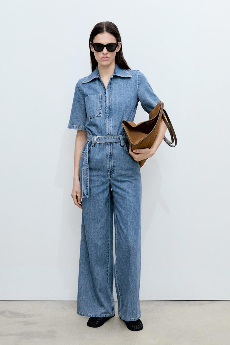 Mango denim jumpsuit medium blue denim | wehkamp
