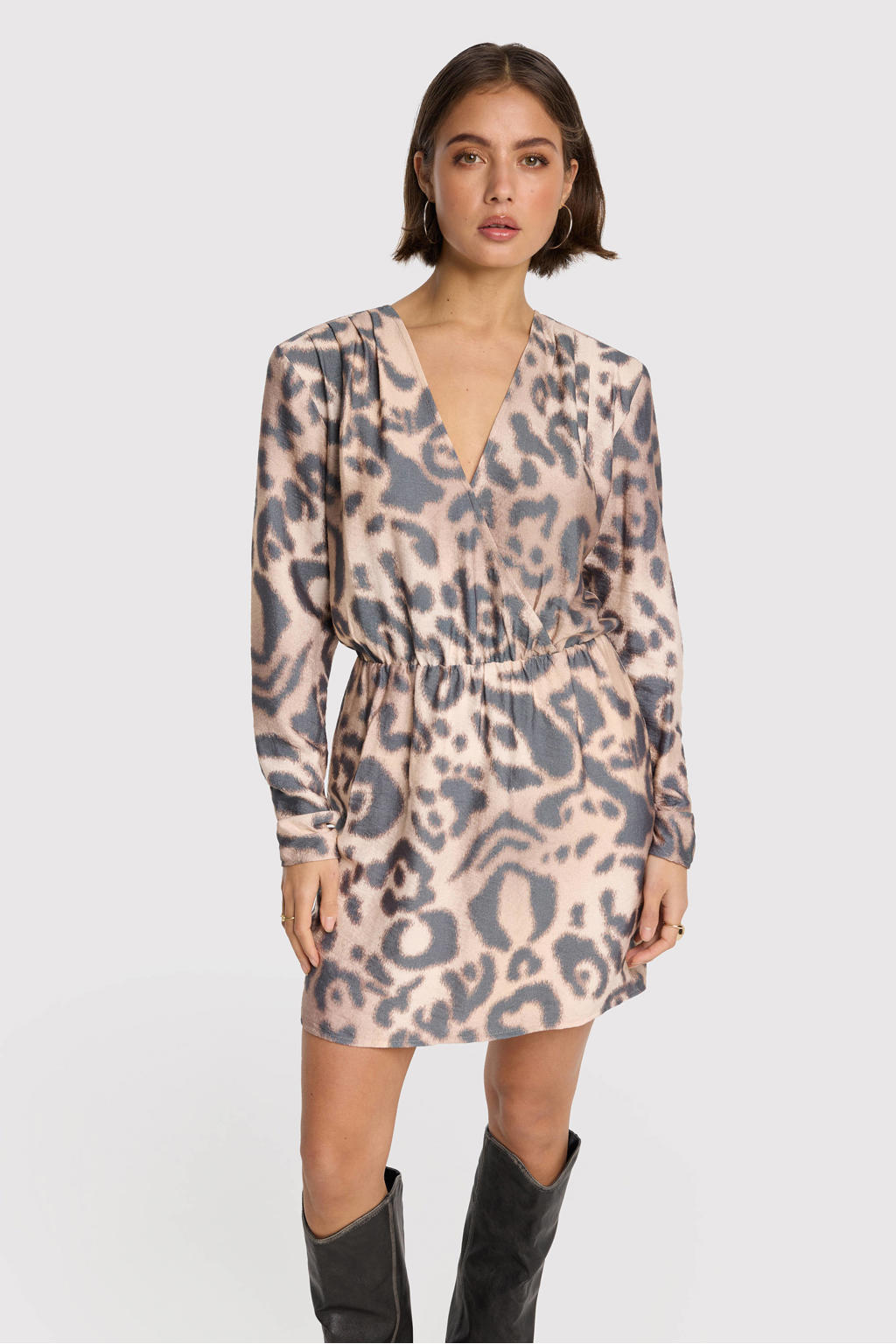 Alix the Label wikkel-/overslagjurk bruin | wehkamp