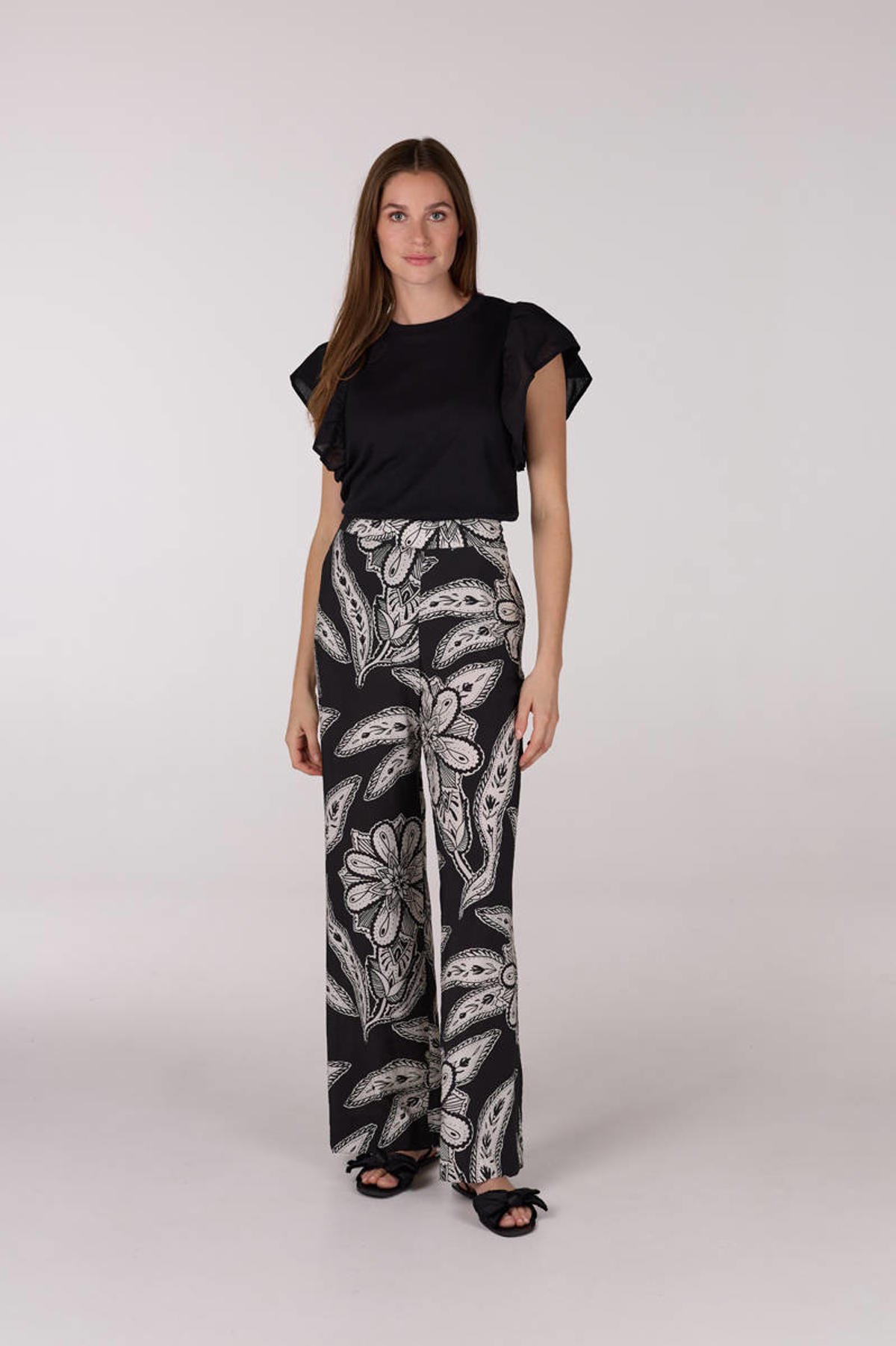 JANSEN Amsterdam wide leg low waist broek zwart | wehkamp