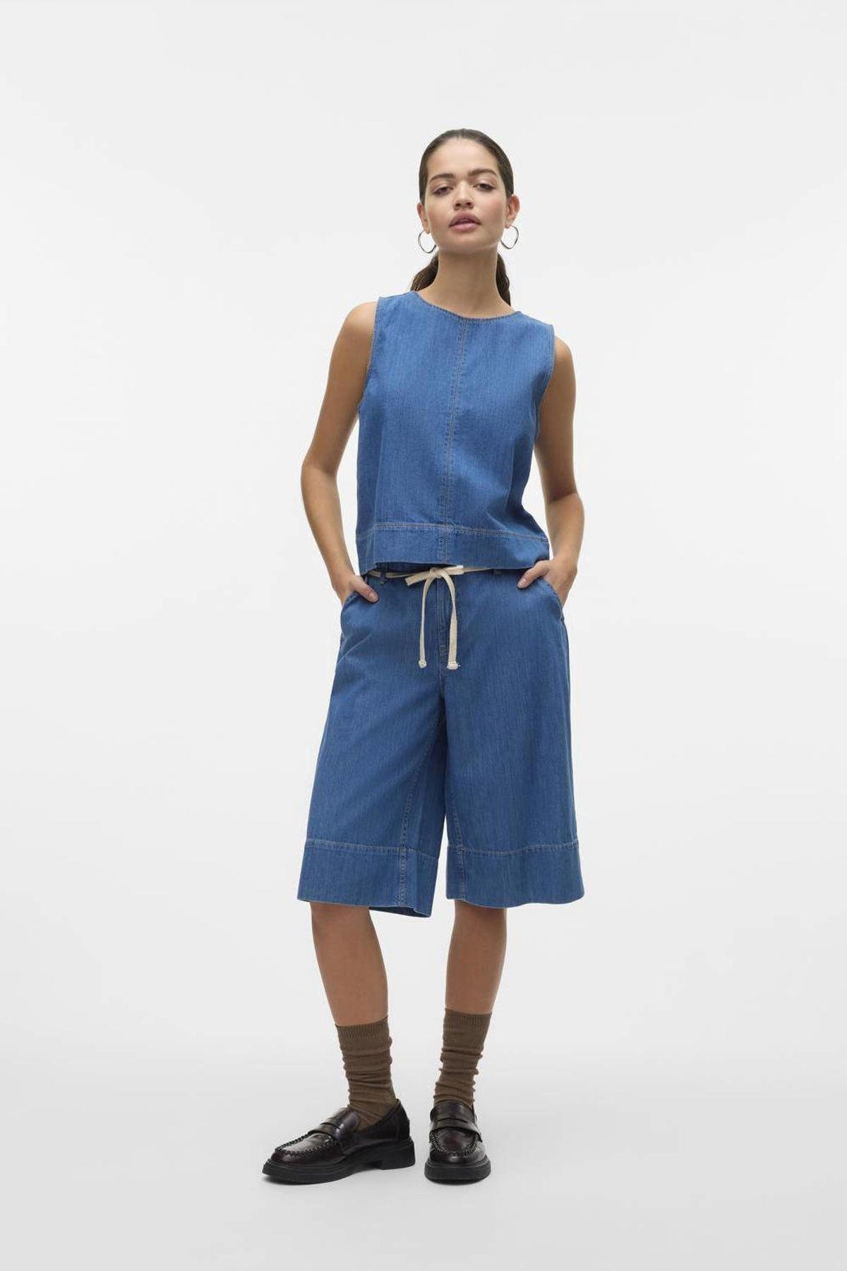 VERO MODA denim top medium blue denim | wehkamp