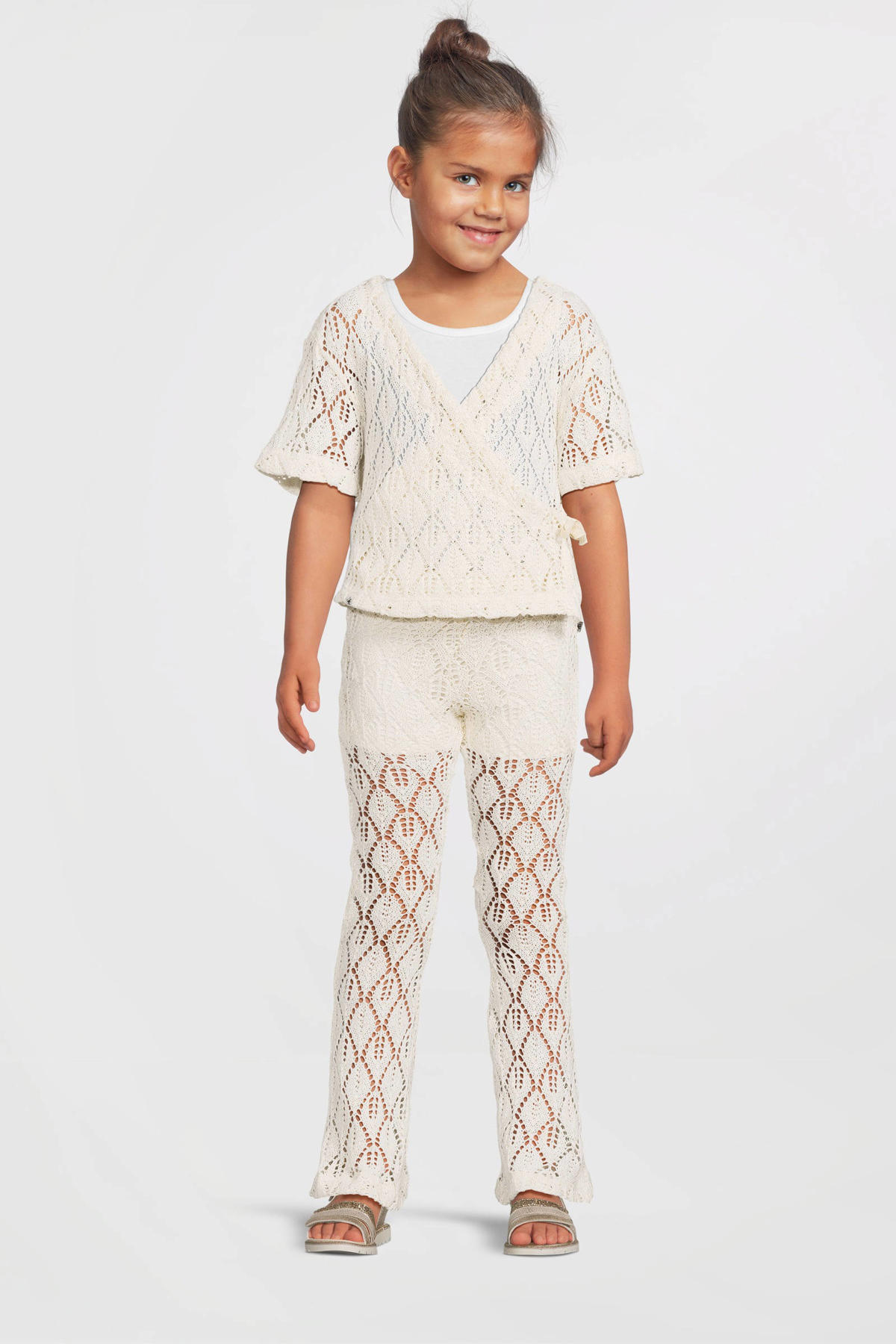 Me & My Monkey crochet flared broek crème | wehkamp