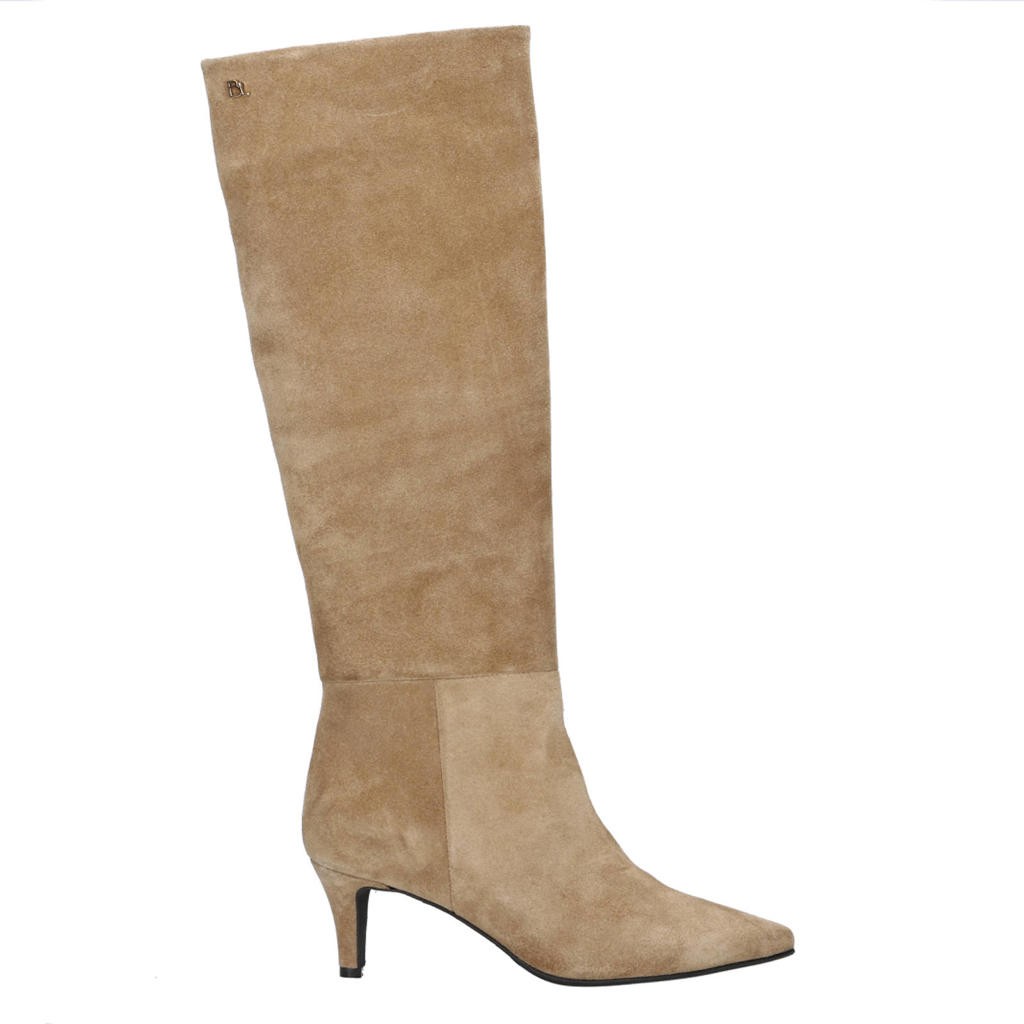 Babouche Mira-2 suède hoge laarzen beige | wehkamp
