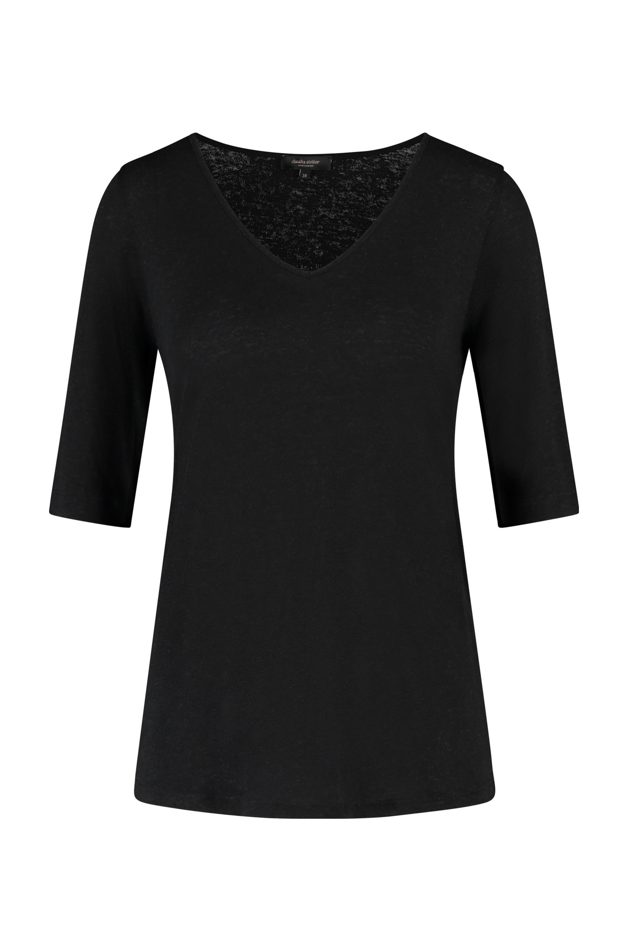 Claudia Sträter linnen top zwart fijn gebreid | wehkamp