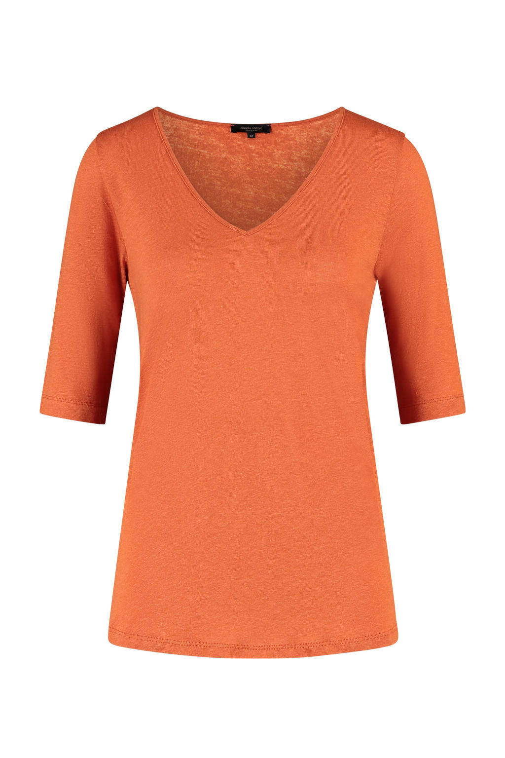 Claudia Sträter linnen top oranje fijn gebreid | wehkamp