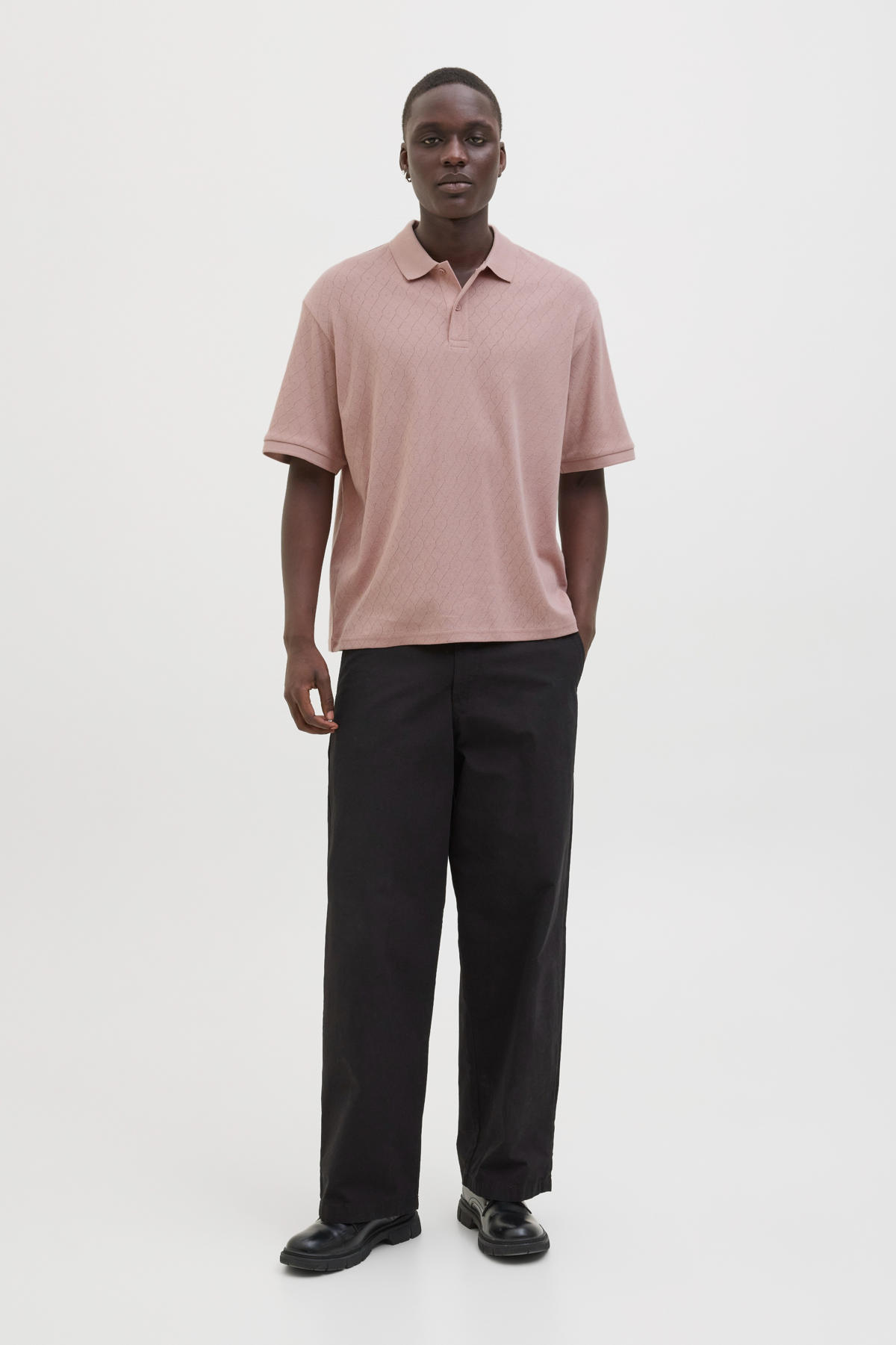 JACK & JONES PREMIUM relaxed polo met ingebreid patroon oudroze | wehkamp