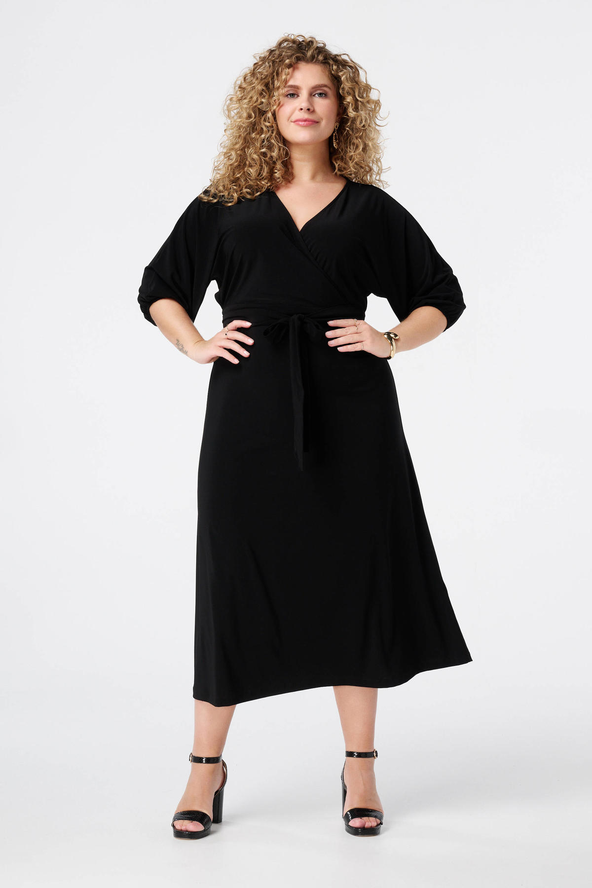 MS Mode wikkel-/overslagjurk zwart | wehkamp