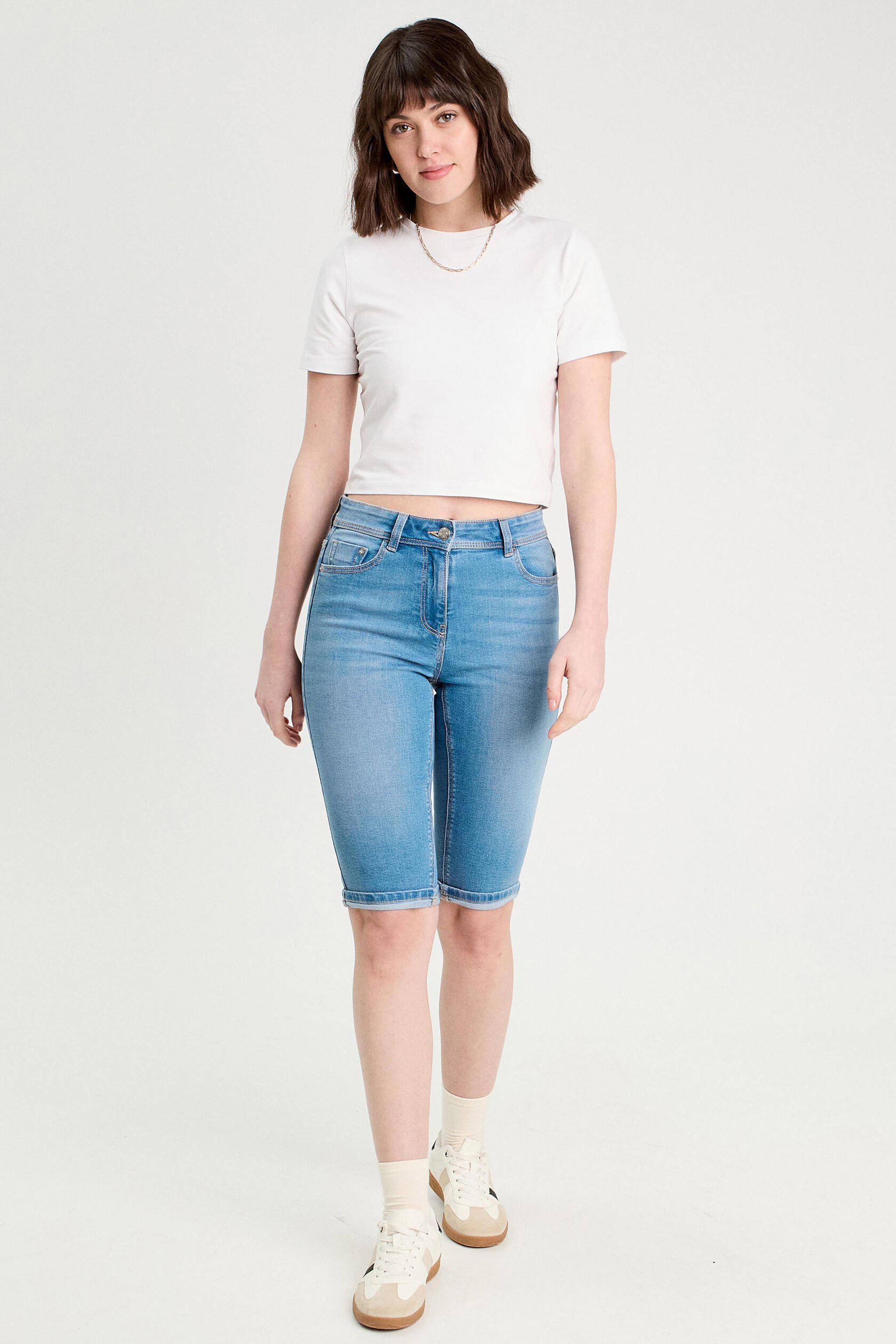 Cache Cache denim slim regular waist short medium blue denim | wehkamp