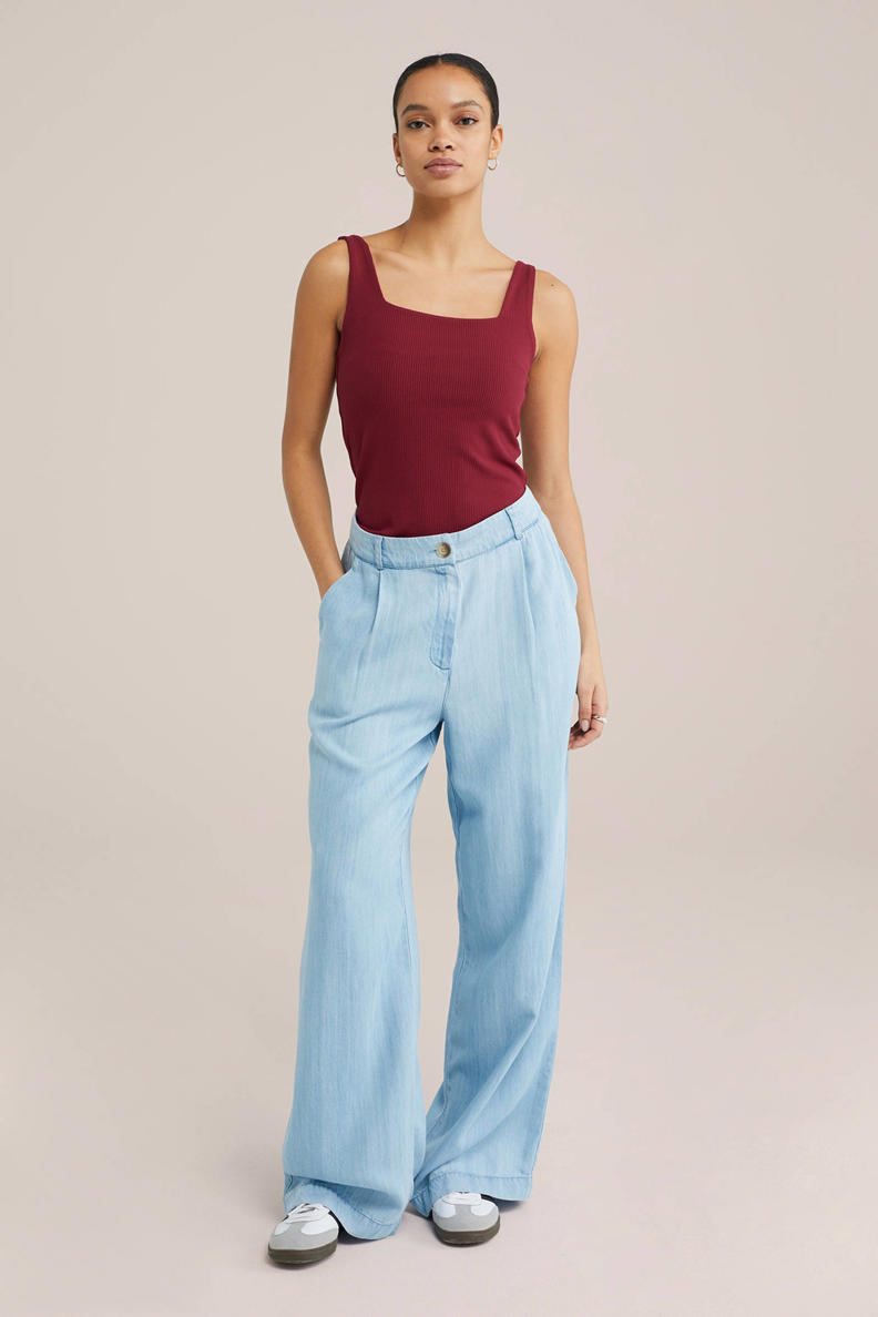 WE Fashion singlet donkerrood rib gebreid | wehkamp