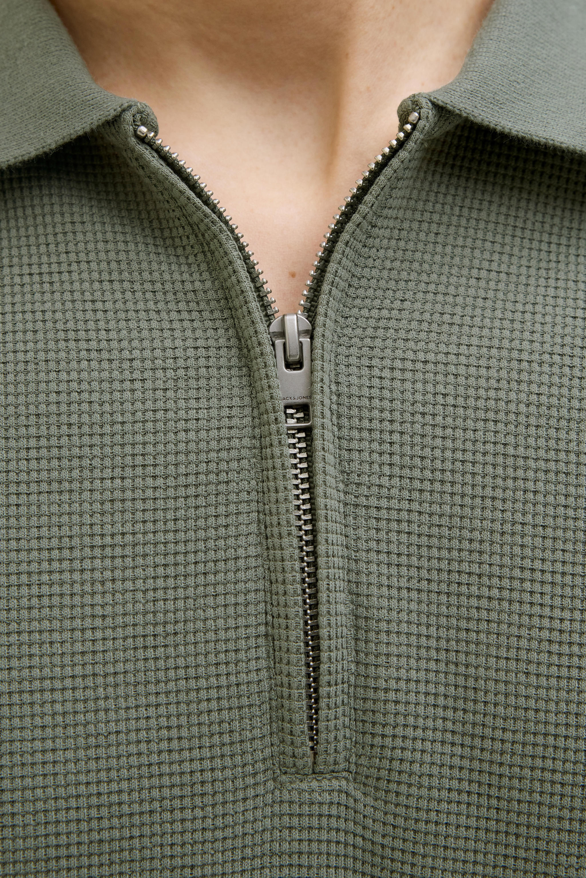 JACK & JONES ESSENTIALS regular polo met ingebreid patroon groen | wehkamp