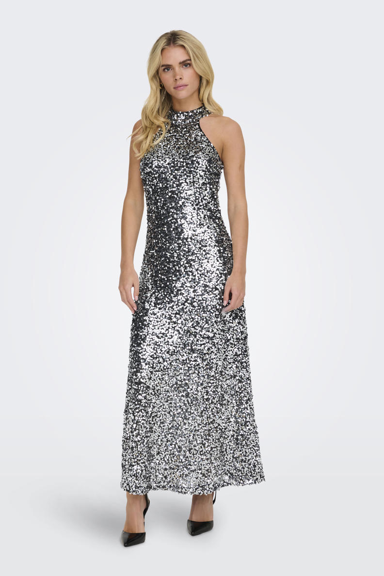 JDY maxi jurk met pailletten zilver | wehkamp