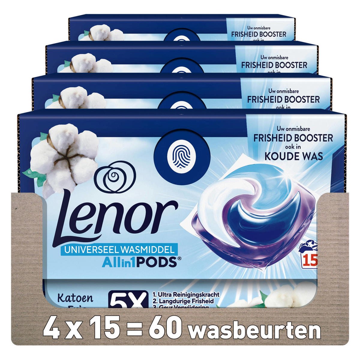 Lenor PODS Wascapsules Katoen Fris - 4 x 15 Wasbeurten - 60 wasbeurten ...