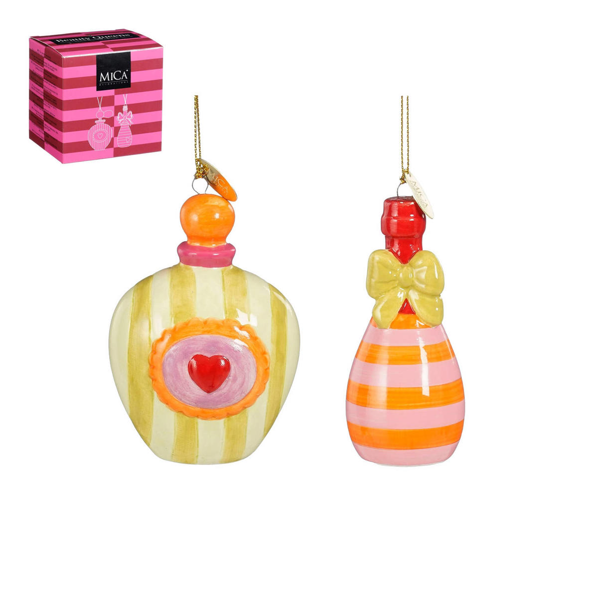 Mica Decorations kerstornament cadeau set - parfumfles - champagnefles ...