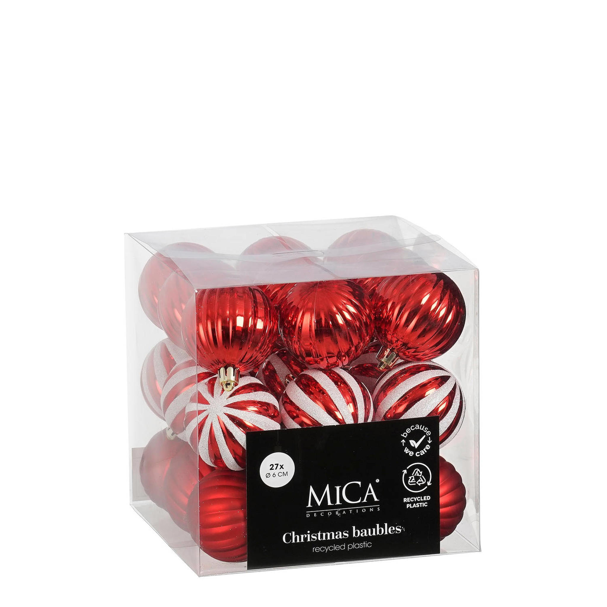 Mica Decorations Kerstballen onbreekbaar rood - 27 stuks (ø6 cm) | wehkamp