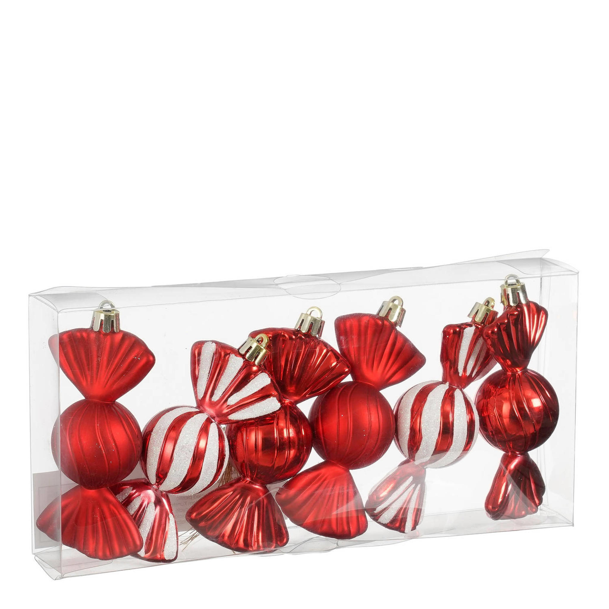 Mica Decorations kerstornament snoep - kunststof -rood (6 stuks) | wehkamp