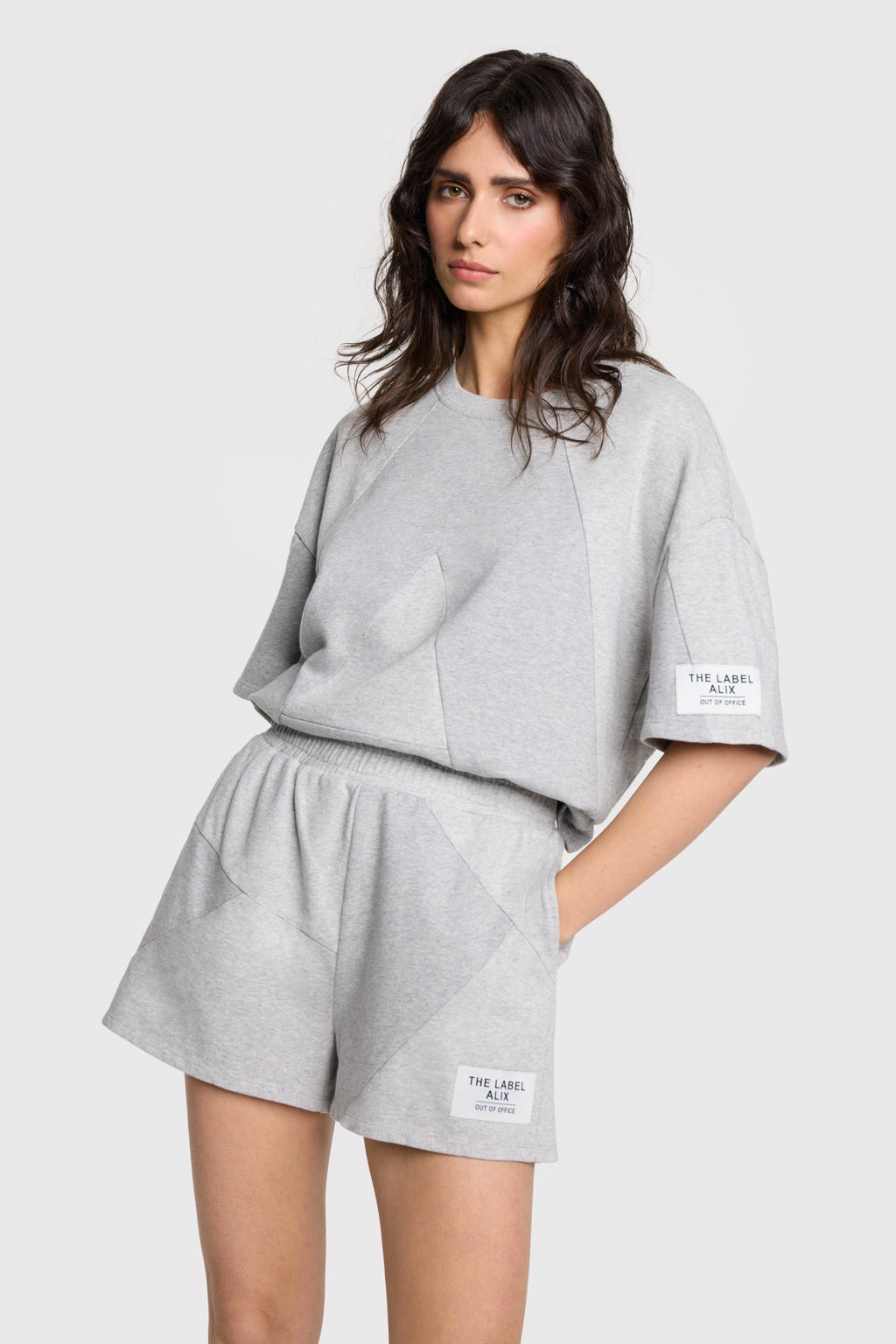 Alix the Label wide leg regular waist sweatshort grijs | wehkamp