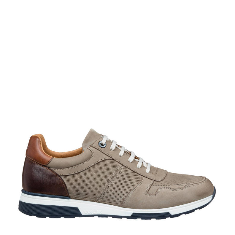 Van Lier Positano nubuck sneakers taupe | wehkamp